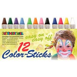 12 Eulenspiegel™ Color-Sticks Kinderschmink-Set farbsortiert