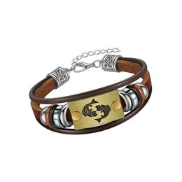 Firetti Armband Schmuck Geschenk Armschmuck Armkette Edelstein Sternzeichen, Made in Germany - mit Hämatit - mit Holz, braun|grau