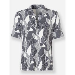 WITT Damen Poloshirt mit Ziersteinchen, marine-ecru-bedruckt, Gr&ouml;&szlig;e 42