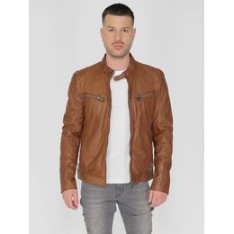 Lederjacke Mustang "31021312", Herren, Gr. S, braun (cognac), Obermaterial: 100% Lammleder; Innenfutter: 100% Baumwolle; &Auml;rmelfutter: 100% Polyester, Jacken