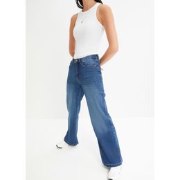 bonprix Wide Leg Jeans High Waist Bio-Baumwolle, blau, mit Baumwolle