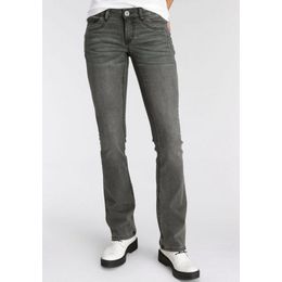 Arizona Bootcut-Jeans mit Keileinsätzen Low Waist, grau