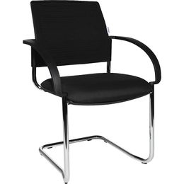eurokraft pro Freischwinger, VE 2 Stück, Rückenlehne netzbespannt, schwarz, Sitz schwarz