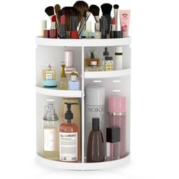 Intirilife 360 Grad rotierbarer Make-Up Organizer in Weiß - Kosmetik Aufbewahrungsbox für Schmuck Accesoires Make-Up und Hautpflegeprodukte - white