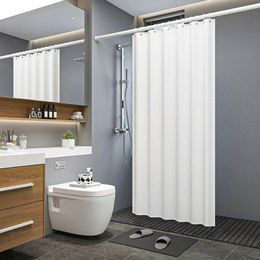 Intirilife Duschvorhang aus Polyester in Weiß - 180 x 200 cm - Damit Ihr Badezimmer beim Duschen vor Spritzern sicher ist - white