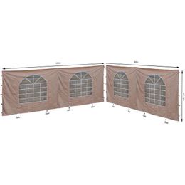 2 Seitenteile mit pvc Fenster für Lounge Pavillon Sahara 4x4m Seitenwand Sand