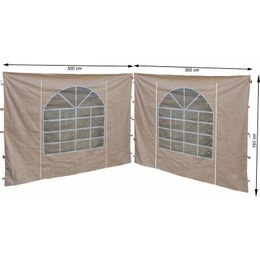 Quick Star - 2 Seitenteile mit pvc Fenster 300x195cm für Pavillon Sahara 3x3m Seitenwand Sand