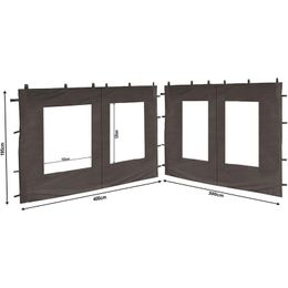 2 Seitenteile aus PE mit Fenster 300x195cm / 400x195cm für Pavillon 3x4m Seitenwand Anthrazit RAL 7012