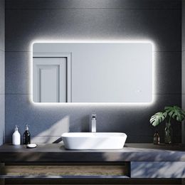 Badspiegel led Touch Beleuchtung 120x60cm Uhr Badezimmerspiegel mit led 120 Wandspiegel - Sonni