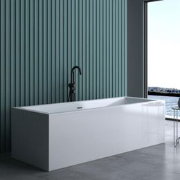Freistehende Design-Badewanne Vicenza509 180x80x58cm mit Ablaufgarnitur und Überlauf aus Acryl in Weiß und DIN-Anschlüssen - Weiß - Doporro