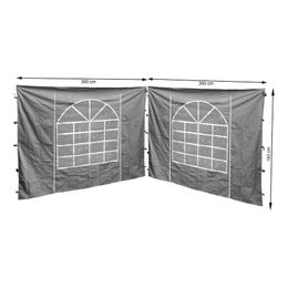 2 Seitenteile mit PVC Fenster 300x195cm für Pavillon Sahara 3x3m Seitenwand Grau