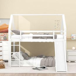 Kinder-Etagenbett mit Rutsche und Leiter weiß, 140x200cm
