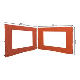 Quick Star - 2 Seitenteile für Blätter Pavillon 3x3m Seitenwand Terra / Rotorange ral 2001