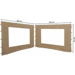 2 Seitenteile mit pe Fenster 300/400x197cm für Blätter Pavillon 3x4m Seitenwand Sand