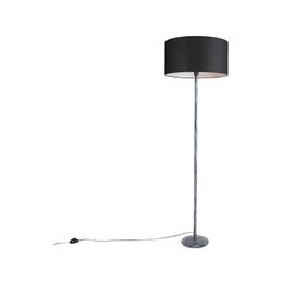 Qazqa Stehlampe grau mit schwarzem Schirm 50 cm - Simplo - Schwarz