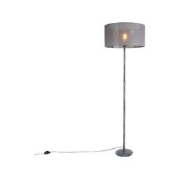 Qazqa Stehlampe grau mit grauem Schirm 50 cm - Simplo - Grau