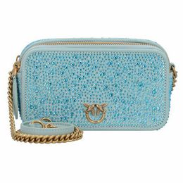 Pinko Mini Bag Umhängetasche Leder 18 cm light blue