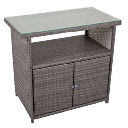 Garden Pleasure Sideboard m. Glasplatte Rattan Optik Garten Schrank Kommode Stehtisch Tisch