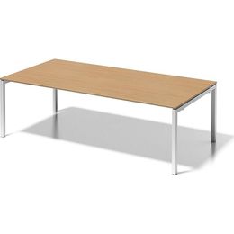 Bisley Schreibtisch, Breite: 2400 mm x Tiefe: 1200 mm x Höhe: 740 mm Gestell weiß