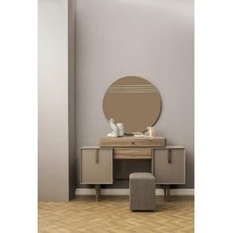 JVmoebel Schlafzimmer-Set Schminktisch Konsolentisch Frisiertisch Holz Grau Spiegel Schlafzimmer