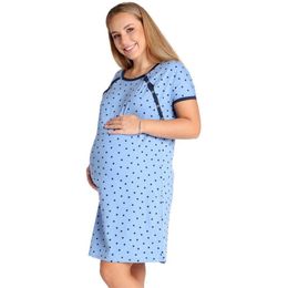 Be Mammy Umstandsnachthemd Damen Nachtkleid Umstandsmode Nachtwäsche Umstandsnachthemd BE20-286 (1-tlg)