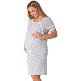 Be Mammy Umstandsnachthemd Damen Nachtkleid Umstandsmode Nachtwäsche Umstandsnachthemd BE20-286 (1-tlg)