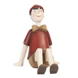 Clayre & Eef Clayre & Eef Dekofigur Dekoration Figur Pinocchio sitzend Rot / Beige 15x11x14 cm