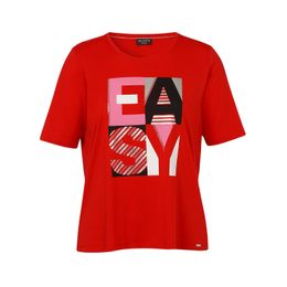 Via Appia Due Große Größen: T-Shirt mit Wording-Frontprint, rot bedruckt, Gr.46