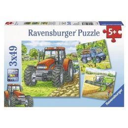 RAVENSBURGER VERLAG Ravensburger Puzzle "Große Landmaschinen", 3 x 49 Teile