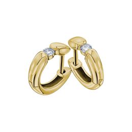 ONE ELEMENT Paar Creolen 0,15 ct Diamant Brillant Ohrringe Creolen aus 585 Gelbgold, Damen Gold Schmuck, goldfarben
