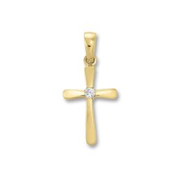 ONE ELEMENT Kettenanhänger Zirkonia Kreuz Anhänger aus 333 Gelbgold, Damen Gold Schmuck, goldfarben