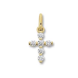 ONE ELEMENT Kettenanhänger Zirkonia Kreuz Anhänger aus 333 Gelbgold, Damen Gold Schmuck, goldfarben