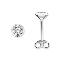 ONE ELEMENT Paar Ohrstecker Zirkonia Zarge Ohrringe Ohrstecker aus 925 Silber, Damen Silber Schmuck Zarge, silberfarben