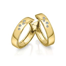 ONE ELEMENT Paar Creolen 0.04 ct Diamant Brillant Ohrringe Creolen aus 585 Gelbgold, Damen Gold Schmuck, goldfarben