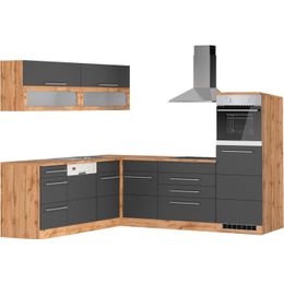 Kochstation Küche KS-Wien, Stellbreite 220 x 250 cm, wahlweise mit E-Geräten, grau