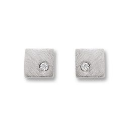 ONE ELEMENT Paar Ohrstecker Zirkonia Viereck Ohrringe Ohrstecker aus 925 Silber, Damen Silber Schmuck Viereck, silberfarben