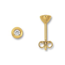 ONE ELEMENT Paar Ohrstecker Zirkonia Zarge Ohrringe Ohrstecker aus 333 Gelbgold, Damen Gold Schmuck Zarge, goldfarben