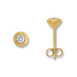 ONE ELEMENT Paar Ohrstecker Zirkonia Zarge Ohrringe Ohrstecker aus 333 Gelbgold, Damen Gold Schmuck Zarge, goldfarben