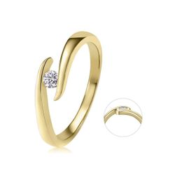 ONE ELEMENT Diamantring 0,10 ct Diamant Brillant Spannfassung Ring aus 585 Gelbgold, Damen Gold Schmuck Spannfassung, goldfarben