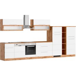 Kochstation Küche KS-Wien, Breite 420 cm, wahlweise mit E-Geräten, weiß