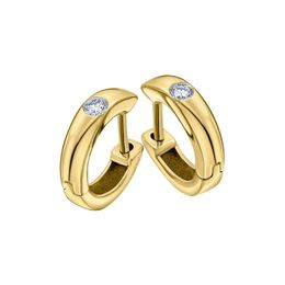 ONE ELEMENT Paar Creolen 0,10 ct Diamant Brillant Ohrringe Creolen aus 585 Gelbgold, Damen Gold Schmuck, goldfarben