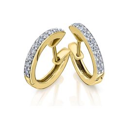 ONE ELEMENT Paar Creolen 0,35 ct Diamant Brillant Ohrringe Creolen aus 585 Gelbgold, Damen Gold Schmuck, goldfarben