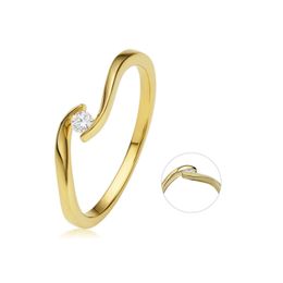 ONE ELEMENT Diamantring 0,05 ct Diamant Brillant Spannfassung Ring aus 750 Gelbgold, Damen Gold Schmuck Spannfassung, goldfarben
