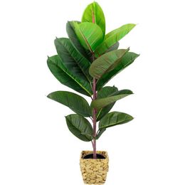 Kunstbaum Gummibaum, I.GE.A., Höhe 84 cm, Mit Übertopf, Ficus Elastica, grün