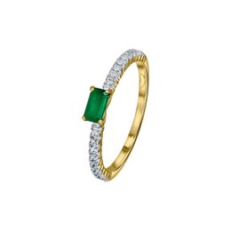 ONE ELEMENT Diamantring 0,18 ct Diamant Brillant Smaragd Ring aus 585 Gelbgold, Damen Gold Schmuck, goldfarben