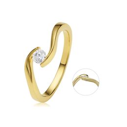 ONE ELEMENT Diamantring 0,20 ct Diamant Brillant Spannfassung Ring aus 750 Gelbgold, Damen Gold Schmuck Spannfassung, goldfarben