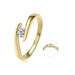 ONE ELEMENT Diamantring 0,25 ct Diamant Brillant Spannfassung Ring aus 585 Gelbgold, Damen Gold Schmuck Spannfassung, goldfarben