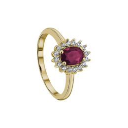 ONE ELEMENT Diamantring 0,25 ct Diamant Brillant Rubin Ring aus 585 Gelbgold, Damen Gold Schmuck, goldfarben