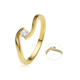 ONE ELEMENT Diamantring 0,10 ct Diamant Brillant Spannfassung Ring aus 750 Gelbgold, Damen Gold Schmuck Spannfassung, goldfarben