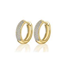 ONE ELEMENT Paar Creolen 0.25 ct Diamant Brillant Ohrringe Creolen aus 585 Gelbgold, Damen Gold Schmuck, goldfarben